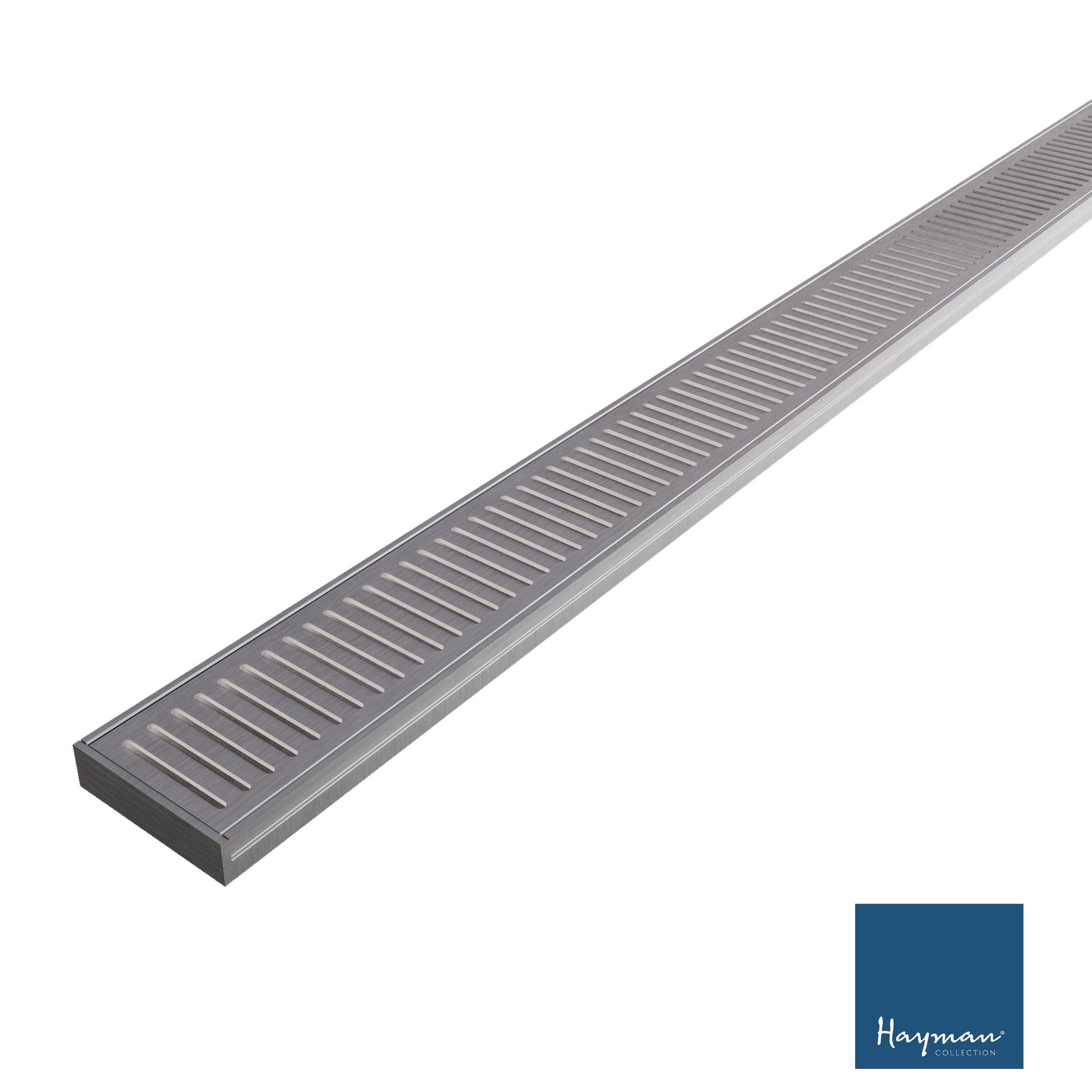 DTA Australia | 26MM GRATE ALUMINIUM DRAIN 100MM X 3M BRUSHED NICKEL