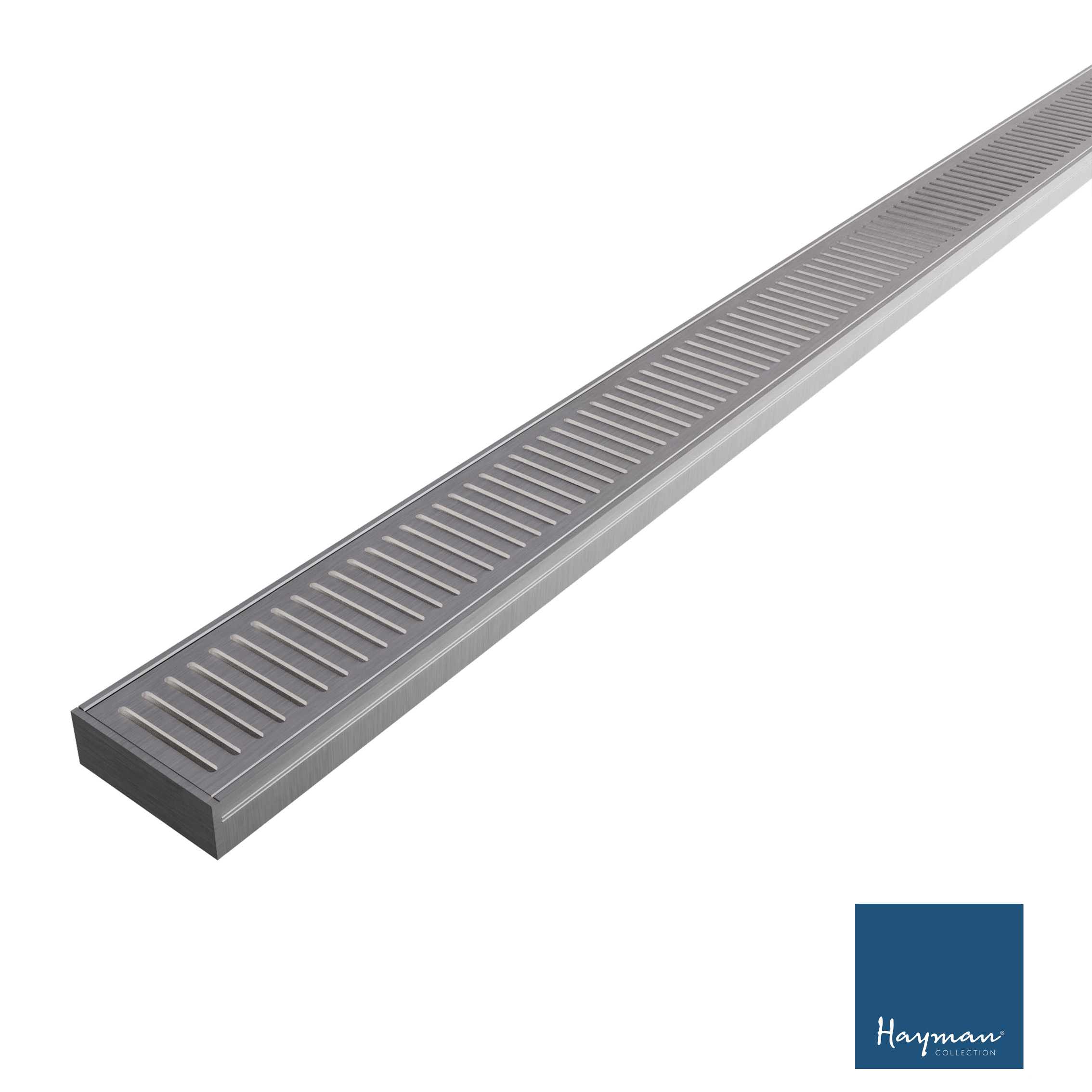 DTA Australia | 35MM GRATE ALUMINIUM DRAIN 100MM X 3M BRUSHED NICKEL
