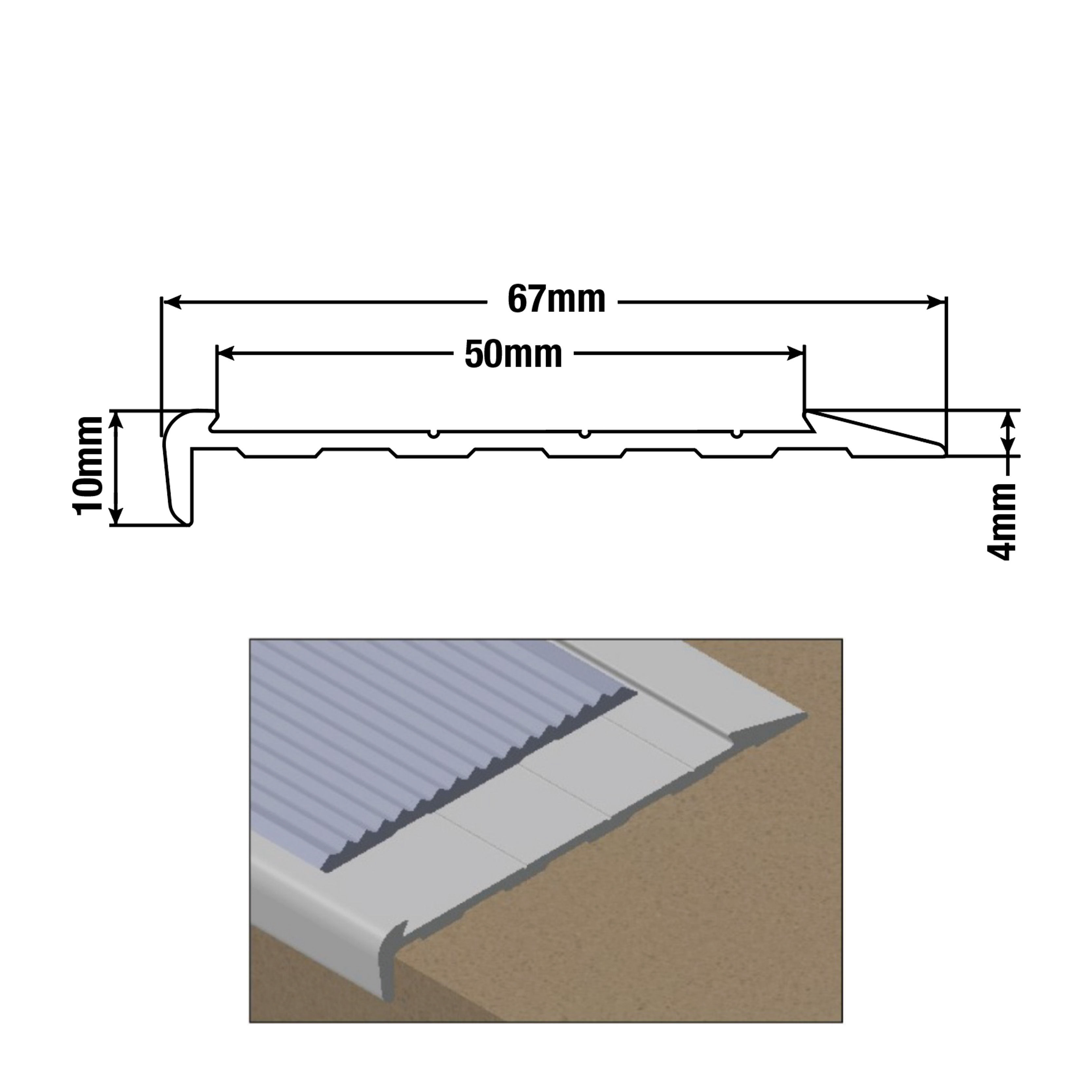 DTA Australia | STAIR NOSING SHORT RISER 3.66M X 67MM USE WITH 50MM ...