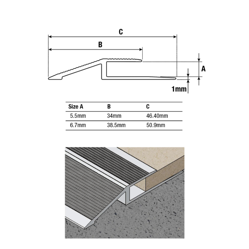 DTA Australia | TRANSITION RAMP 3.3M X 6.7MM MATT SILVER
